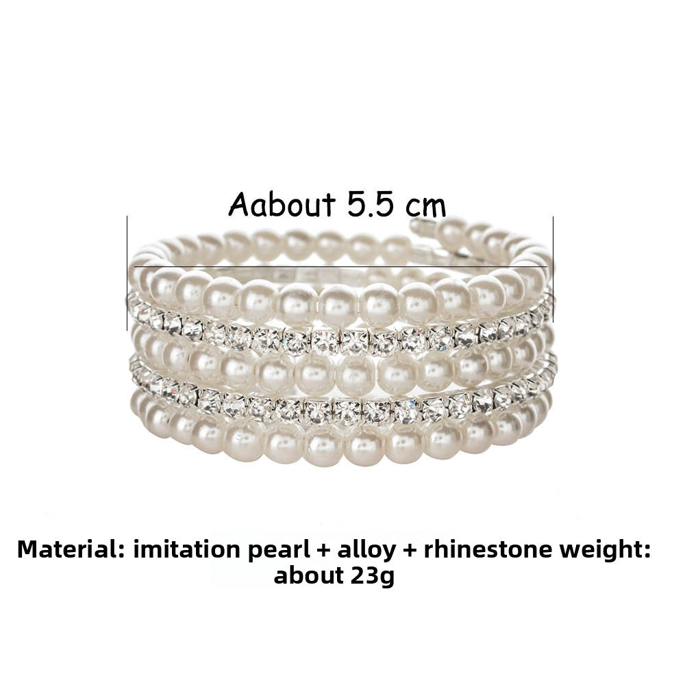 multi-layer pearl rhinestone bracelets – RoseLove